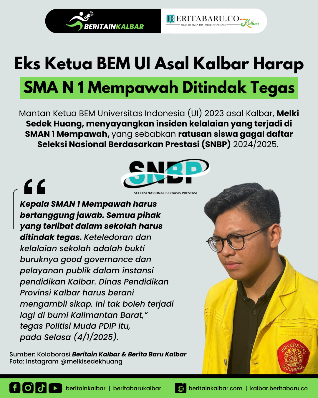 INFOGRAFIS Melki Sedek Huang Harap SMA N 1 Mempawah Ditindak Tegas Soal ...